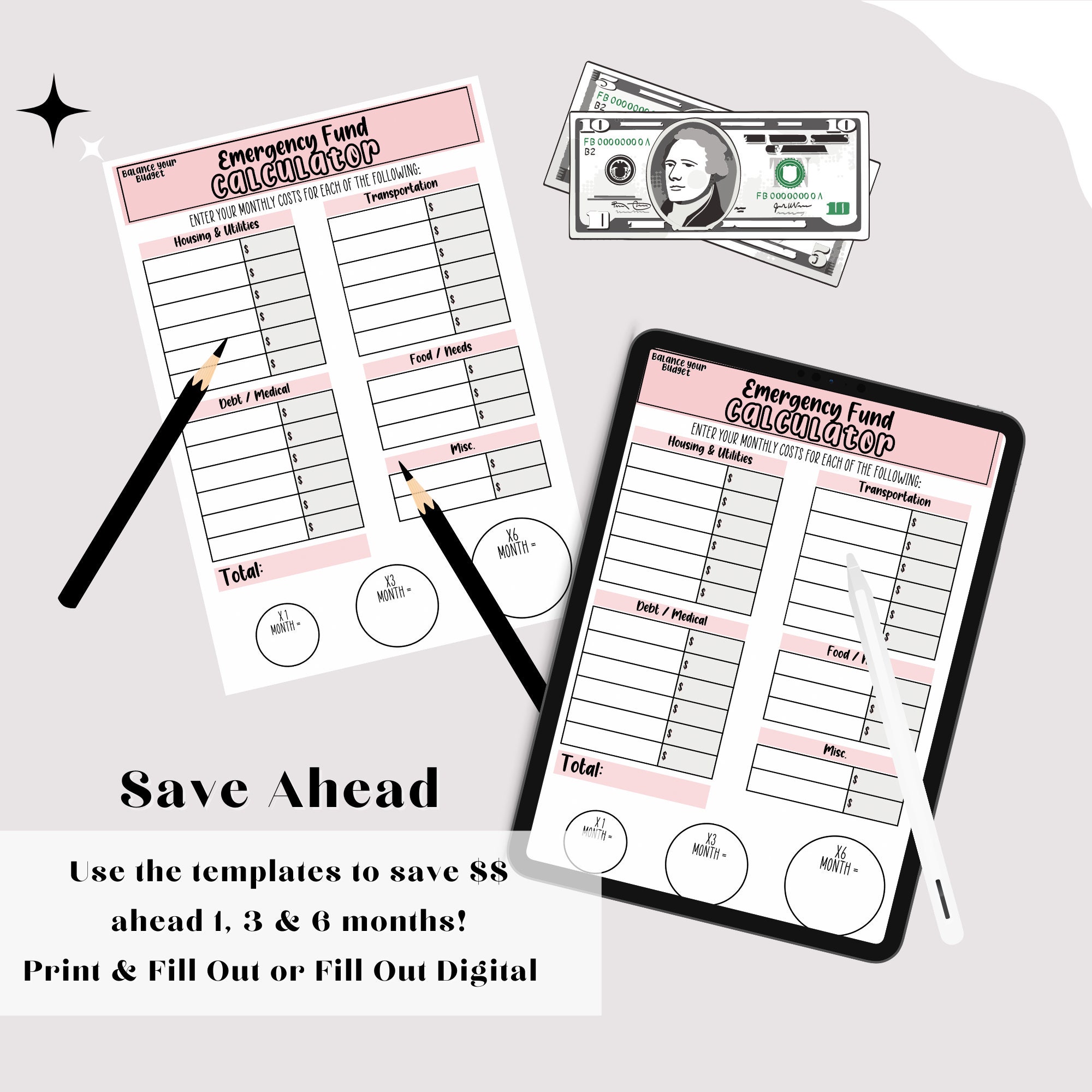 NEW A5 Emergency Fund Calculator Template - Etsy