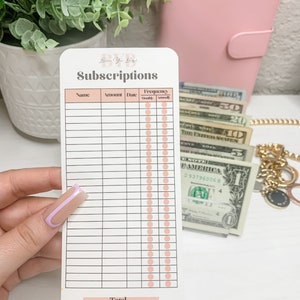 Cash Envelope Tracker Subscriptions Tracker Expense Tracker Budget ...