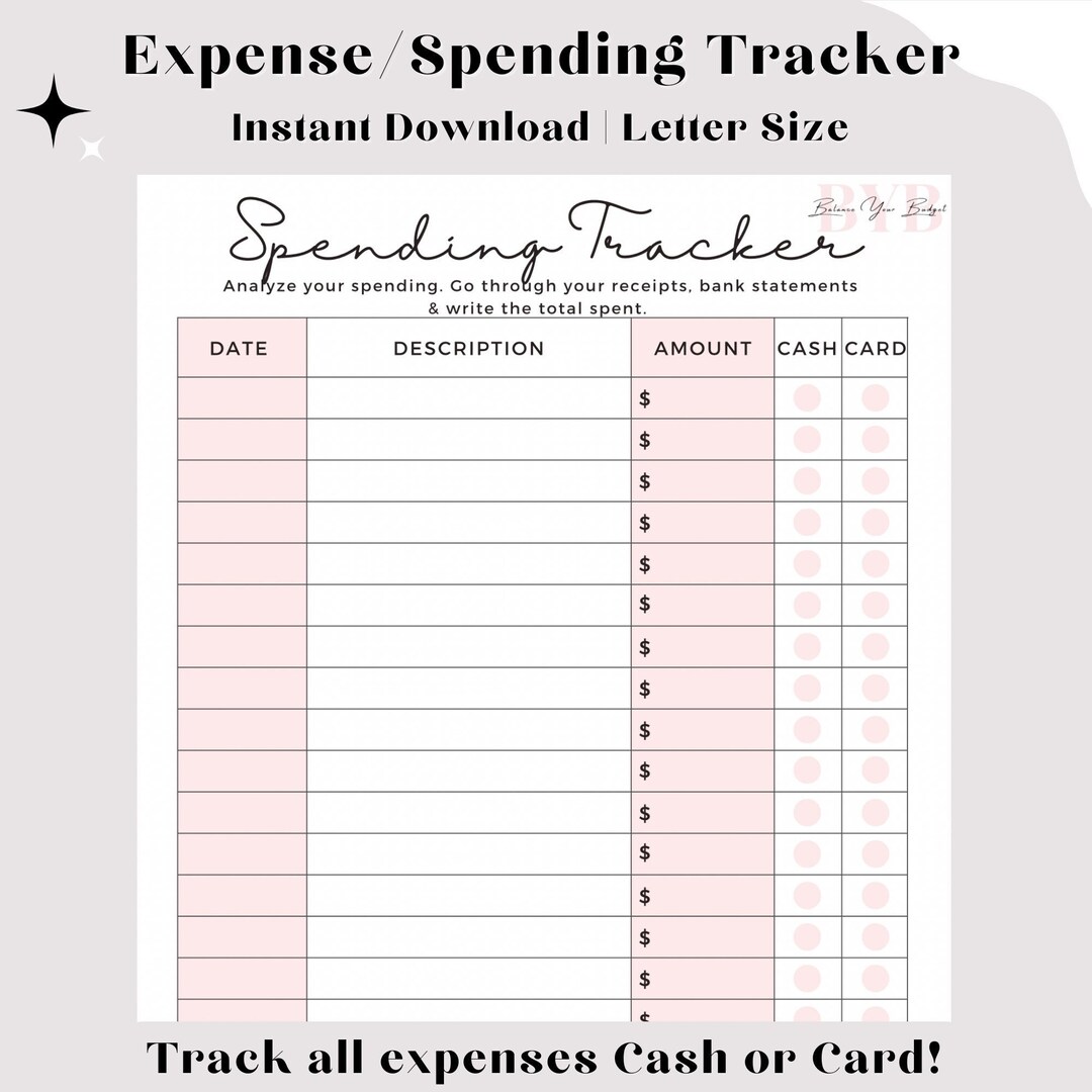 Expense Tracker Printable Spending Tracker Purchase Log - Etsy