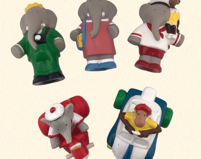 Set of 5 Babar Figures, 1990s Arby's Kids Meal Toys, Plastic Babar ...