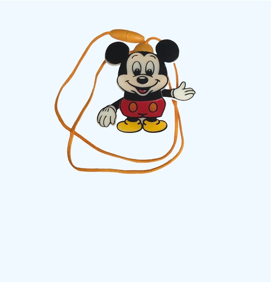 Vintage Mickey Mouse Pull String Necklace Plastic Child-sized Disney ...