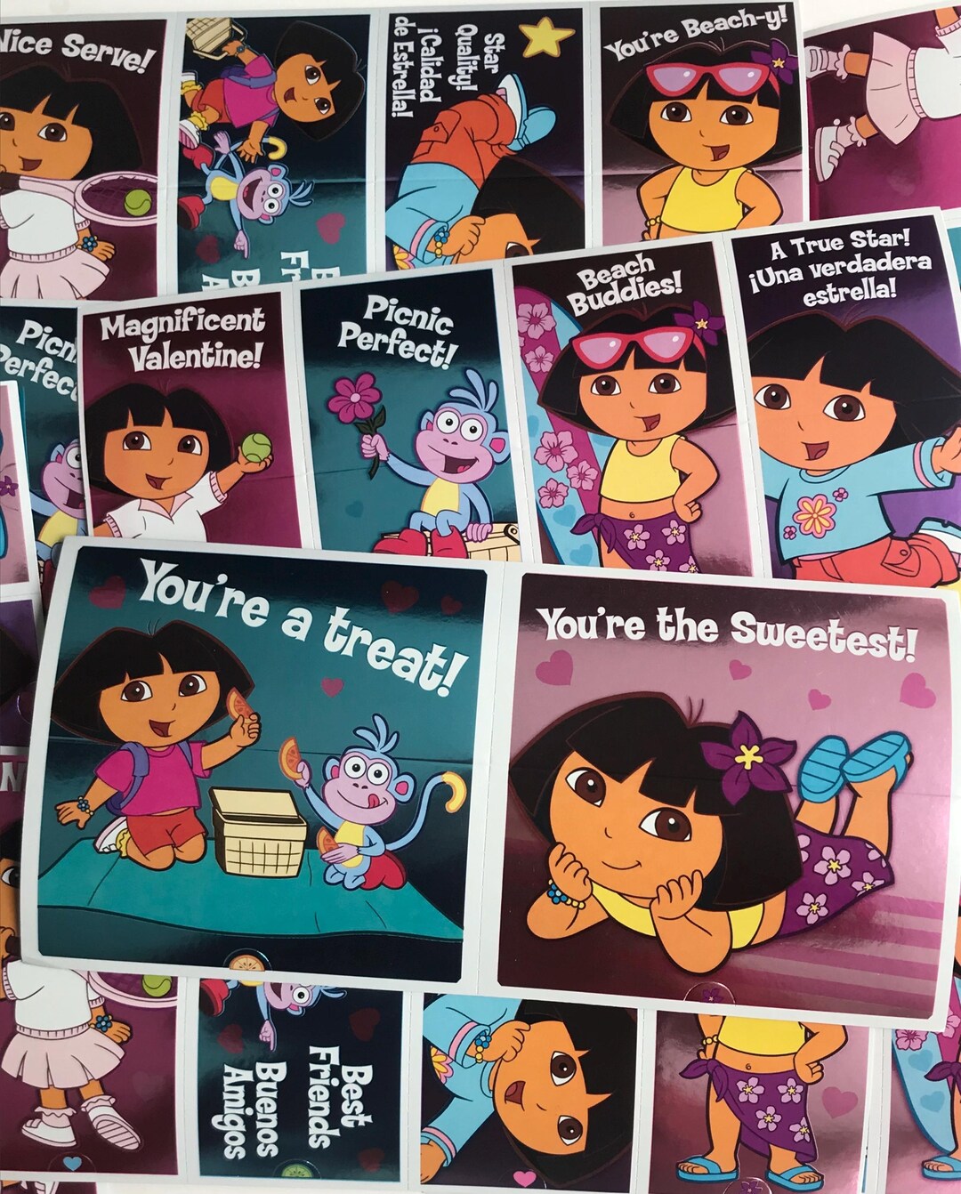 Lot of 30 Dora the Explorer Valentines No Box 2005 Viacom Shiny Foil ...