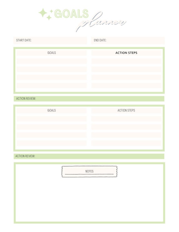 Goal Planner Worksheet Printable - Etsy