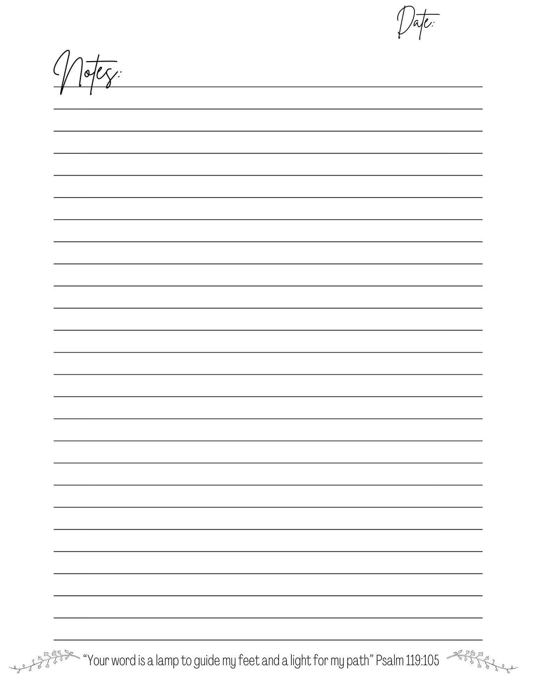 Note Page Church Sermon Meeting With Bible Verse Printable Download - Etsy