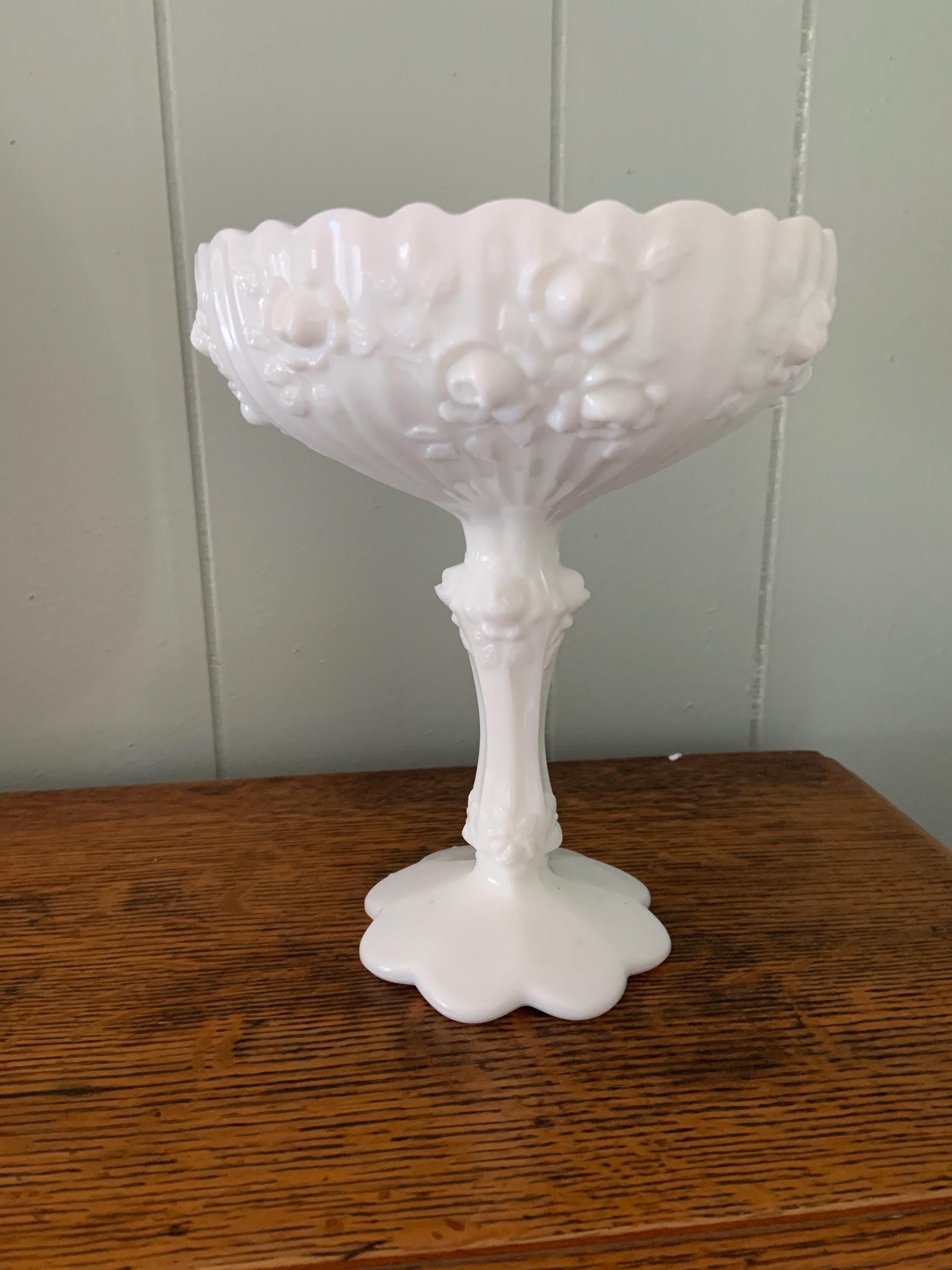 Fenton Milk Glass Pedestal Dish - Etsy