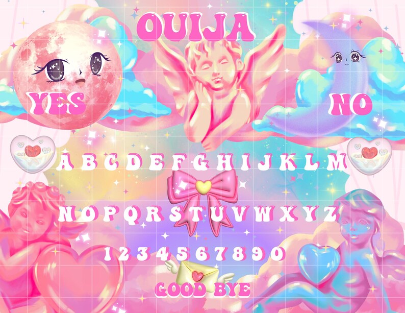 Printable Ouija Board, CHERUB DESIGN , Wiccan, Moon Rituals. Spiritual ...