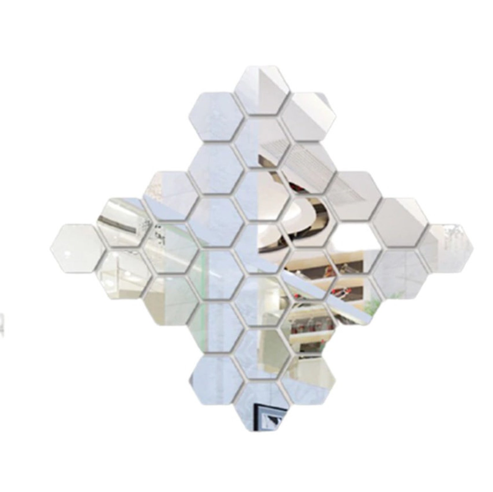 12pcs 3D Mirror Wall Sticker Hexagon Mirror DIY Stickers Home - Etsy