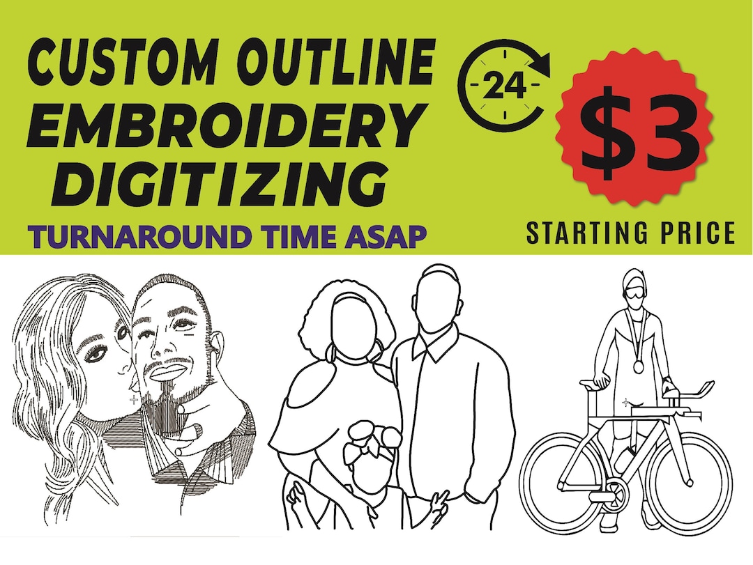 Custom Outline Embroidery Digitizing: PES DST File - Etsy