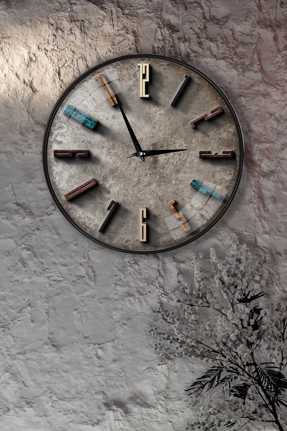 3D Stone Wall Clock, Silent Minimalist Wall Clock, Modern Wall Clock ...