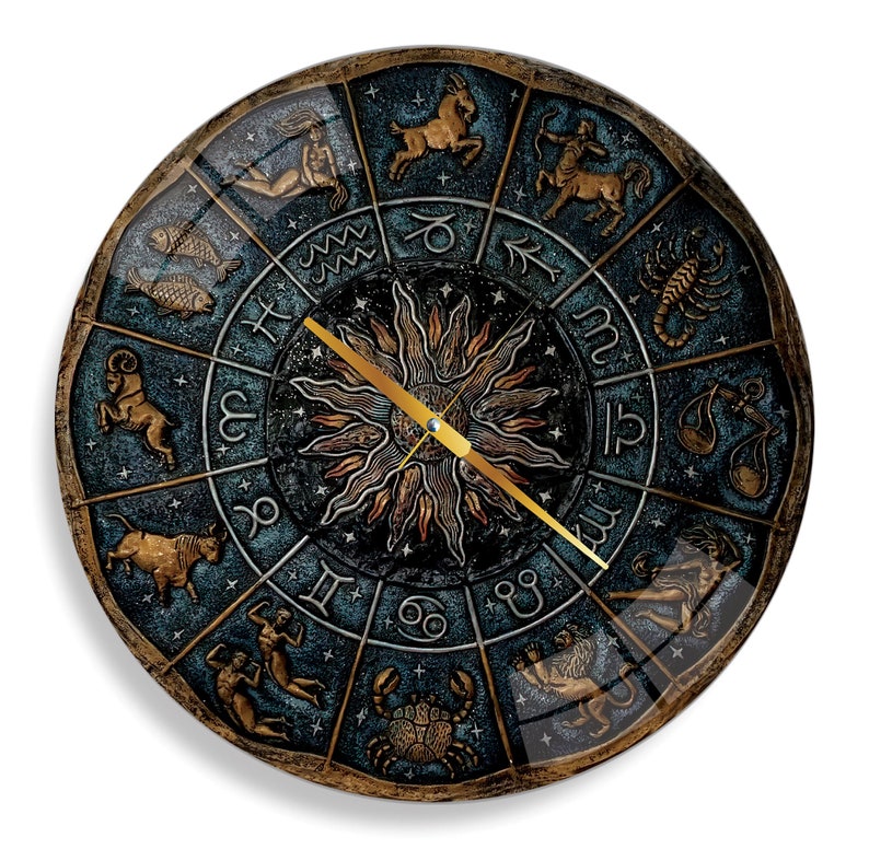 Horoscope Wall Clock, Tempered Glass Wall Clock, Housewarming Gift ...