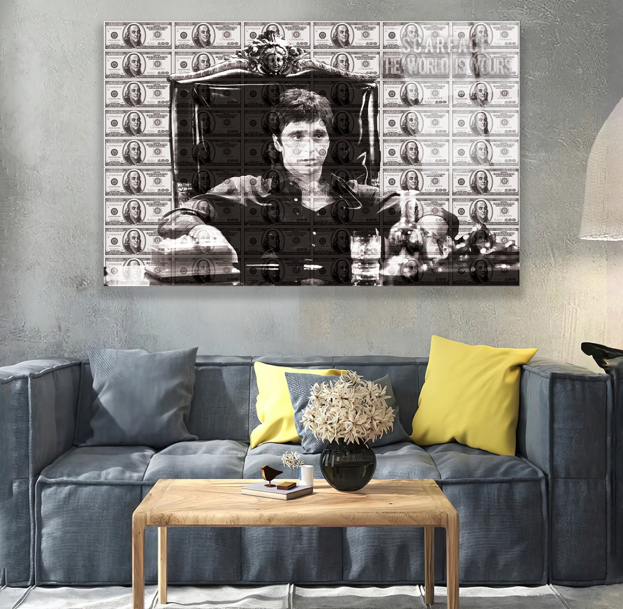 Scarface Glass Printing, Tony Montana, Tempered Glass Wall Art, Modern ...