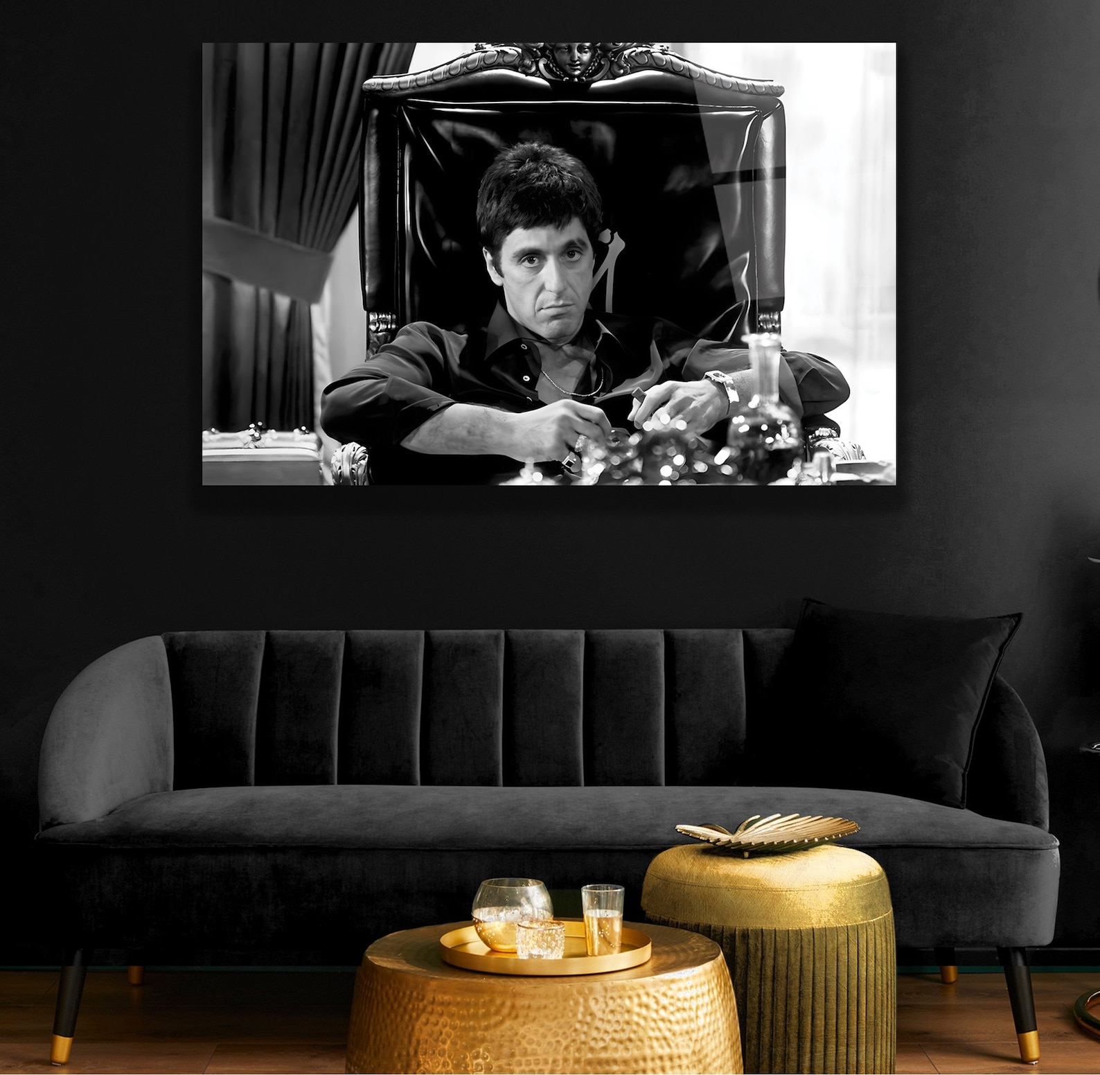 Scarface Glass Printing, Tony Montana, Tempered Glass Wall Art, Modern ...