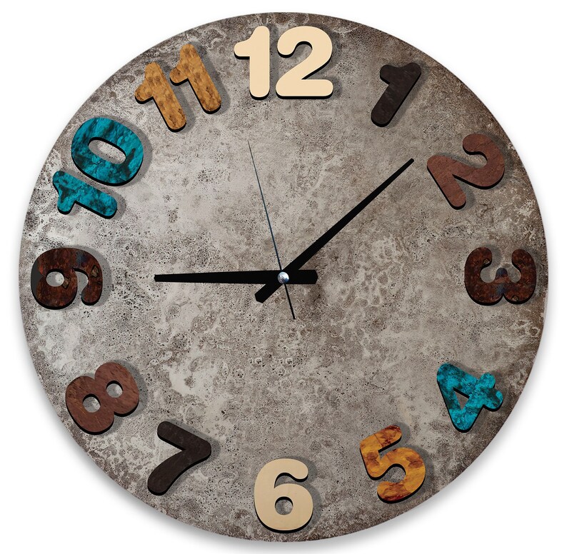 Tempered Glass Wall Clock, Stone Color Wall Clock, Housewarming Gift ...