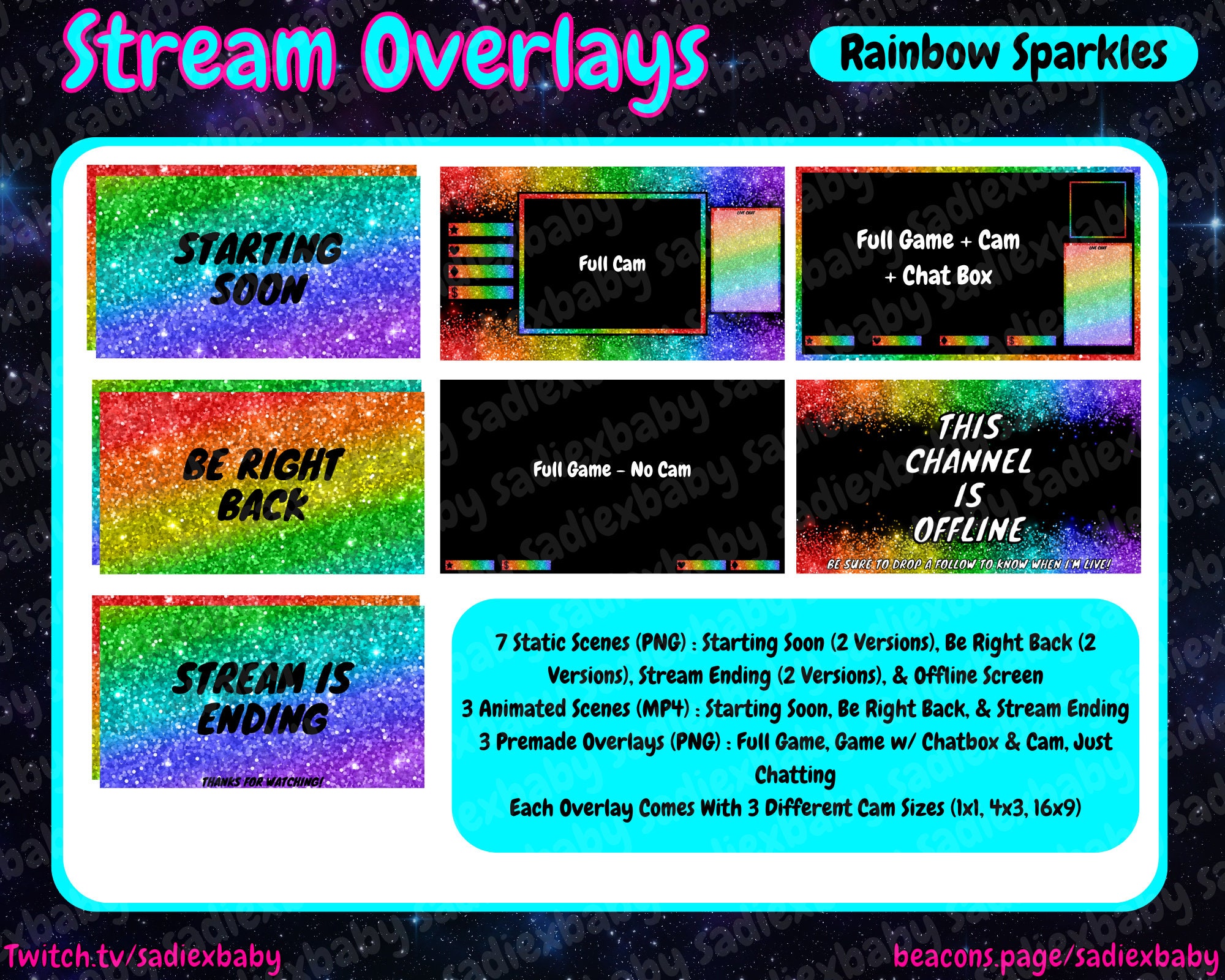 Rainbow Sparkles Full Stream Package Animatedstatic - Etsy