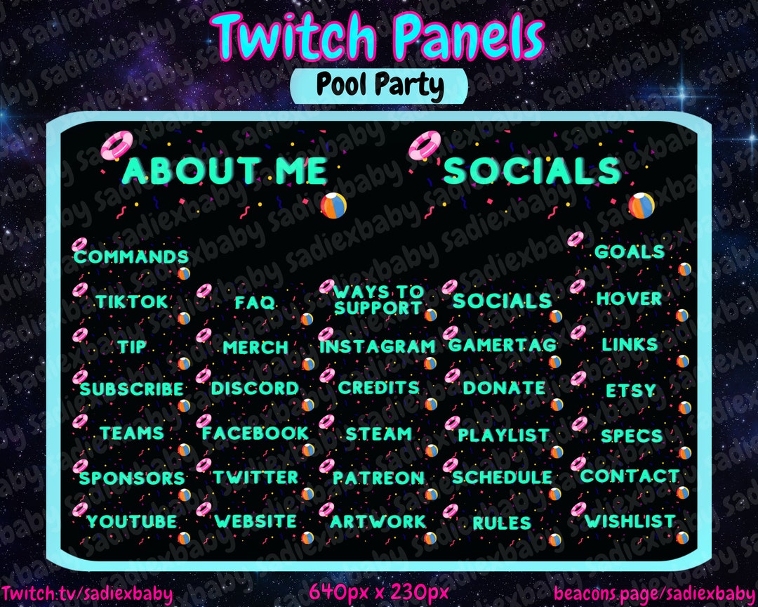 Pool/beach Party Themed Twitch Panels | 34x Panels - Etsy