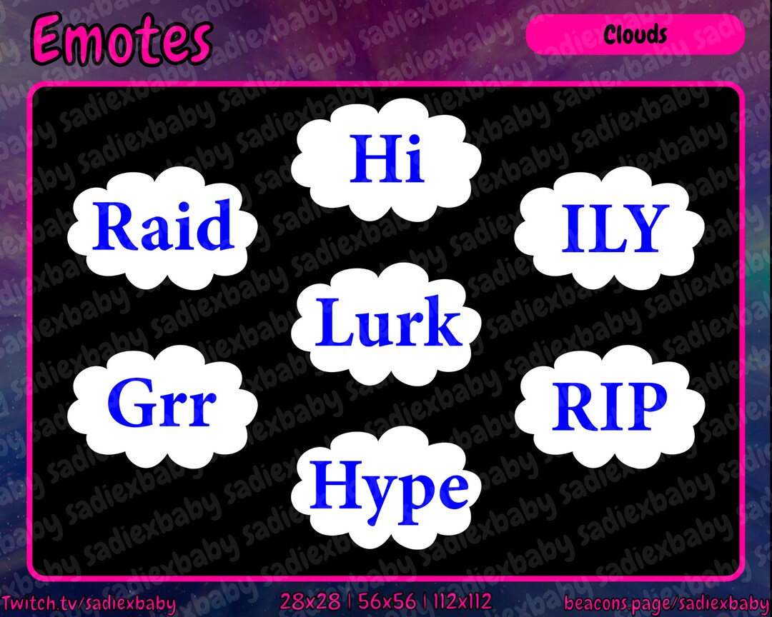 Cloud Emotes | 7x Cloud Emotes | Simple | Cute | Follower | Sub | Bit ...
