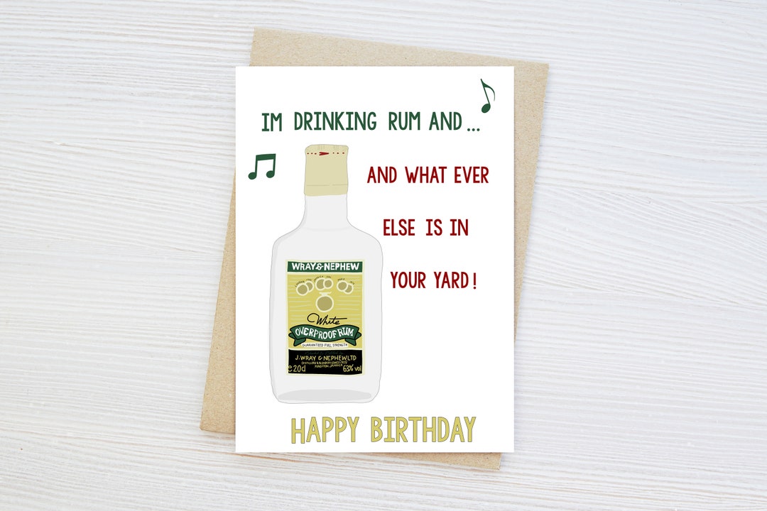 Rum and Redbull Humour Birthday Card, Funny Happy Birthday Culture Card ...