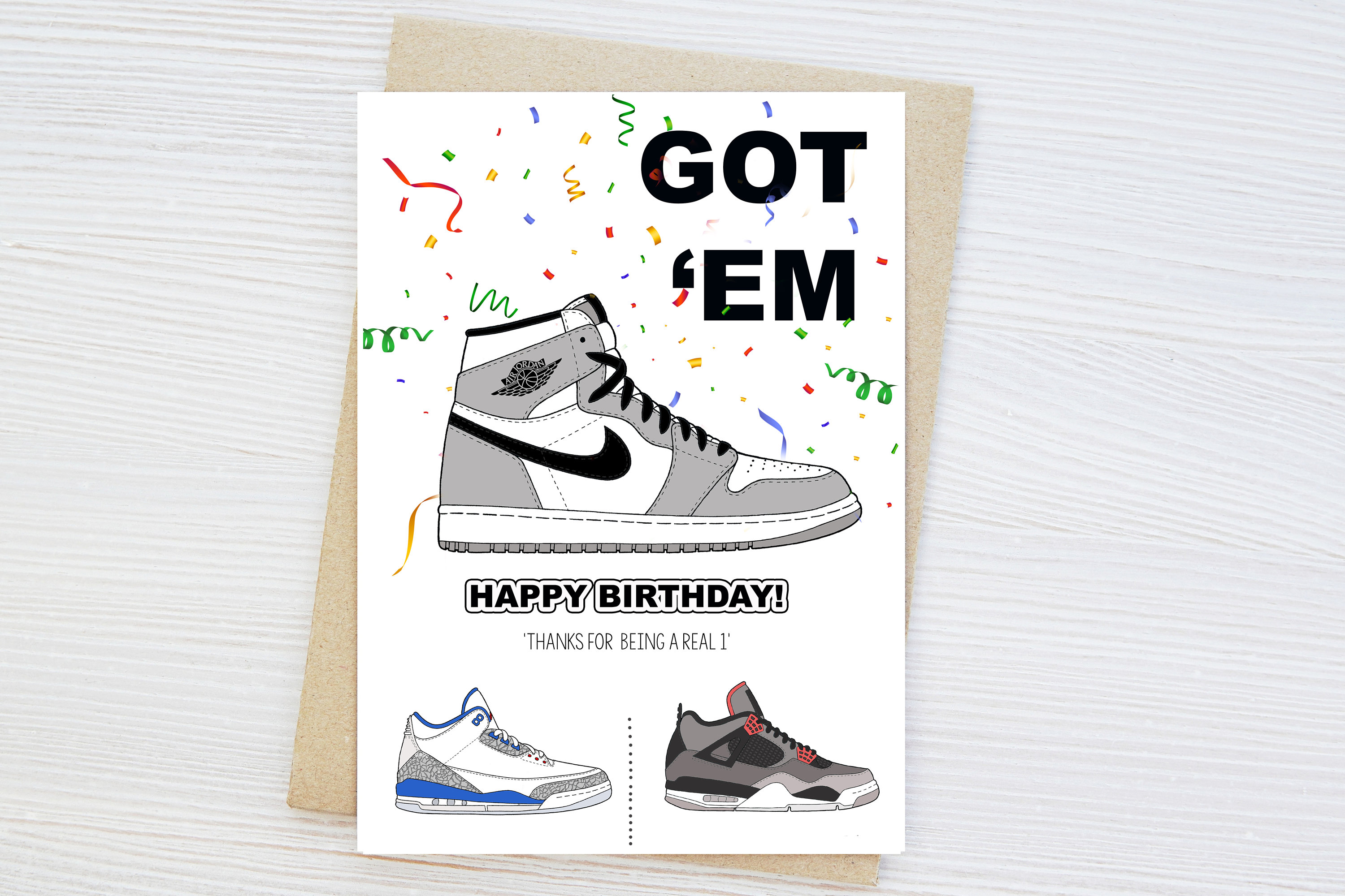 Jordan NIKE Sneaker, Trainer Birthday Card, Humour Birthday Card ...