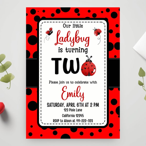 Ladybug Invitation - Etsy