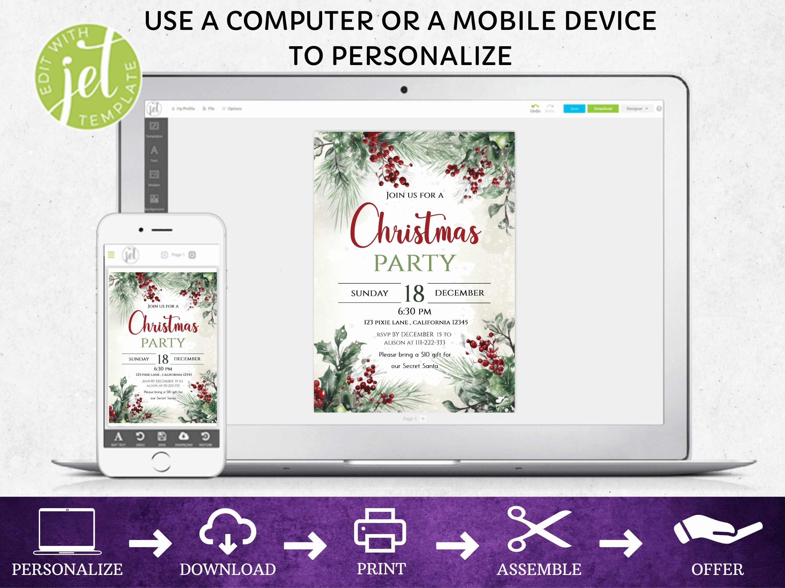 Editable Christmas Party Invitation Christmas Invitation - Etsy