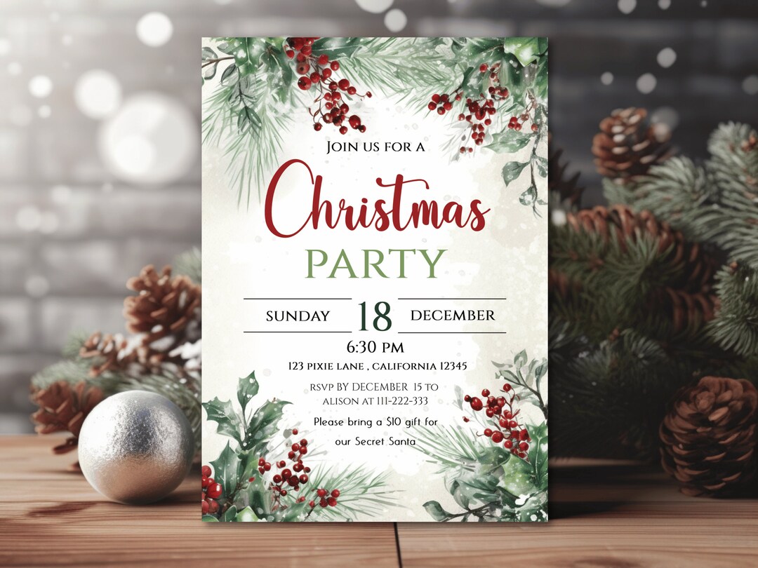 Editable Christmas Party Invitation Christmas Invitation - Etsy