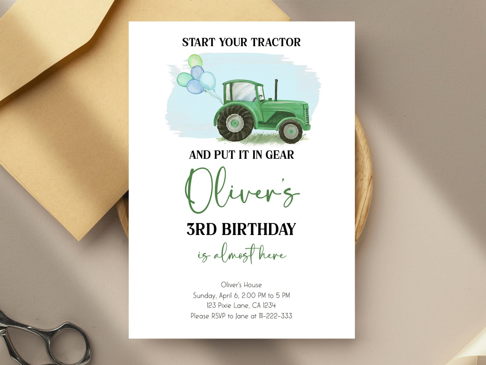 Editable Tractor Birthday Invitation First Birthday Tractor - Etsy