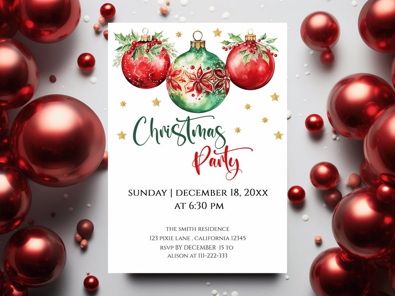 Editable Christmas Party Invitation Christmas Invitation Printable ...