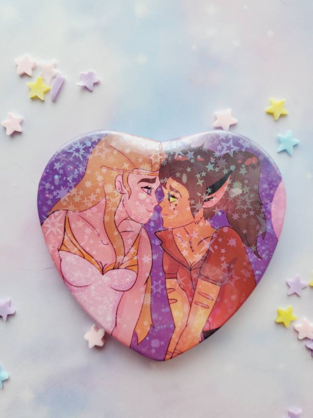 Holographic Catradora Heart Pin - Etsy