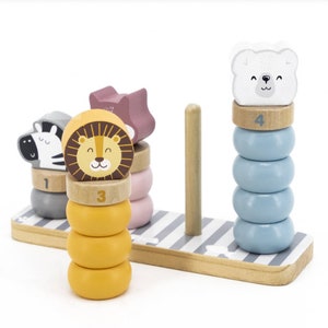Geometric Wooden Animal Stacker, Stacking & Nesting Educational ...