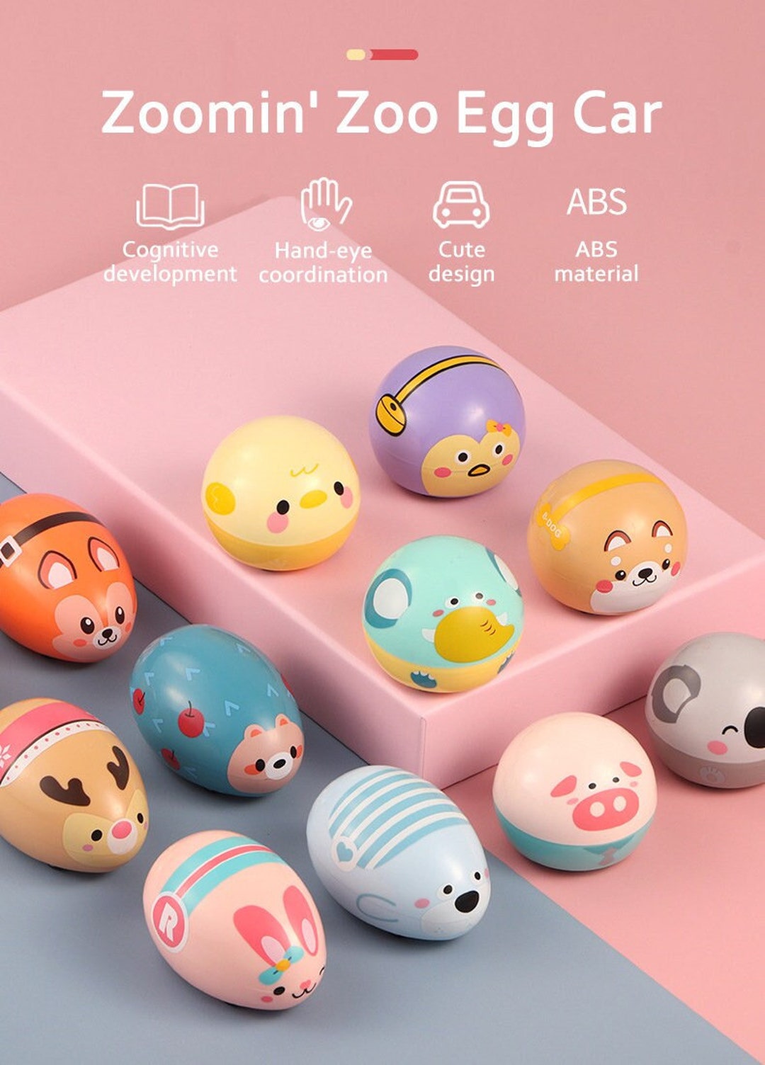 Easter Bunny-inspired Toy, Zoomin' Zoo Egg Car, Car Toys, Toy Vehicles for Toddlers, Preschool ...