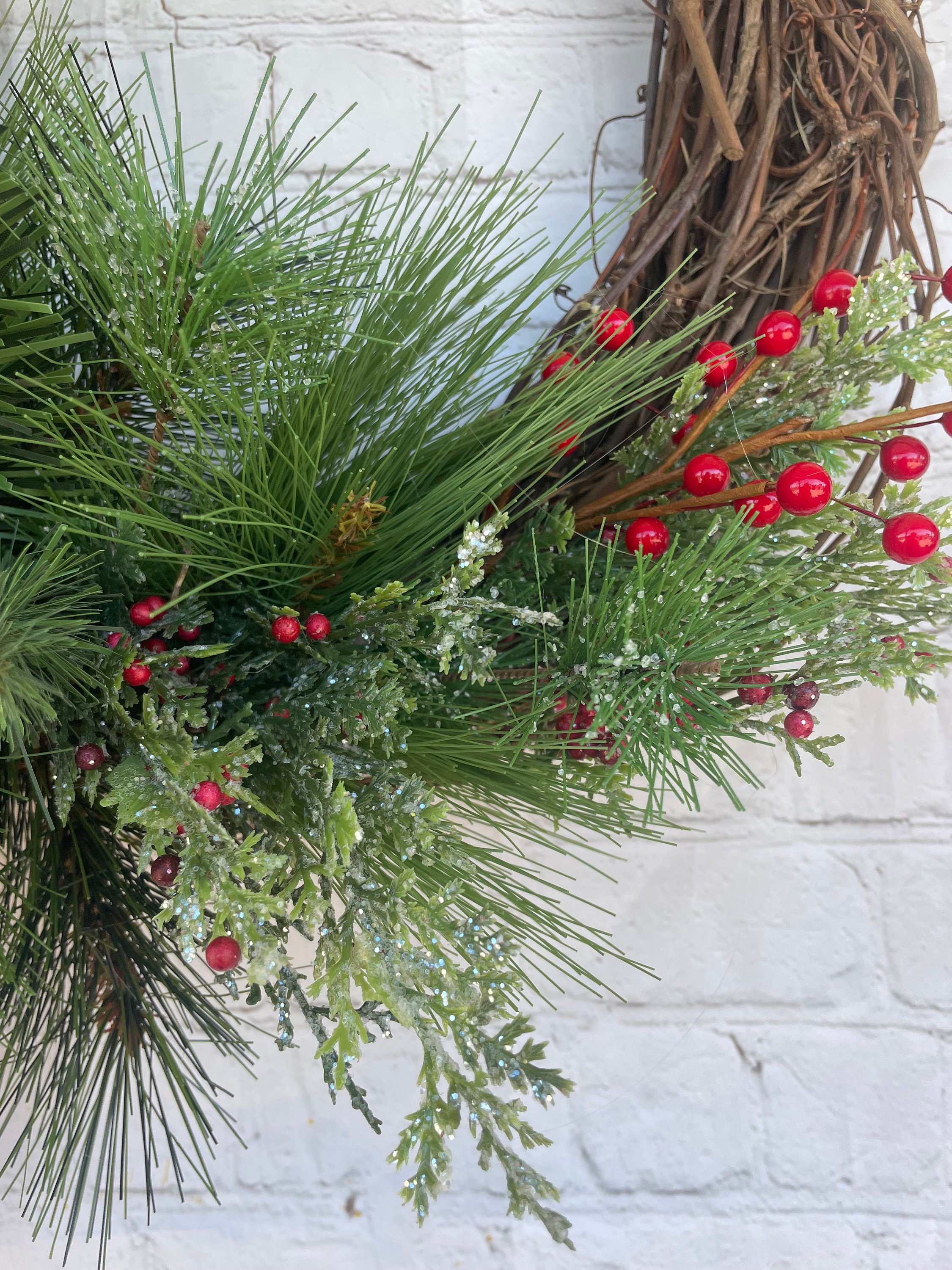 Winter Greenery Christmas Wreath, Home Decor - Etsy