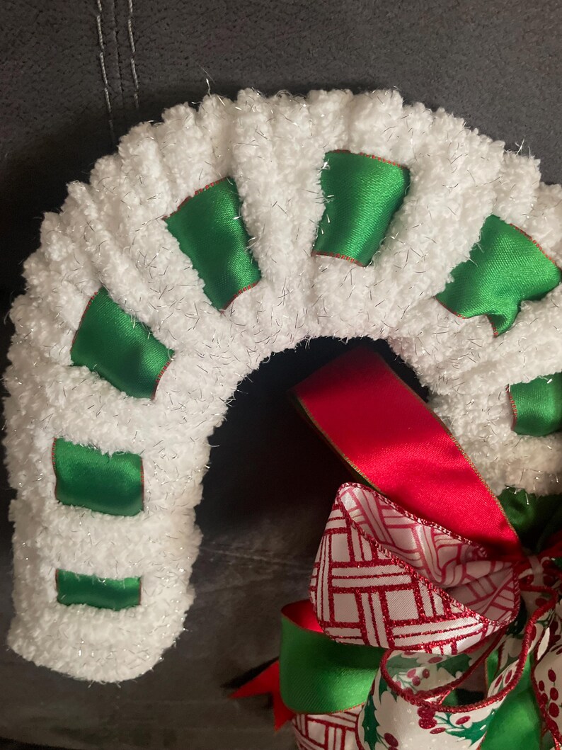 Candy Cane Door Decor, Home Decor, Chunky Yarn Candy Cane, Christmas ...