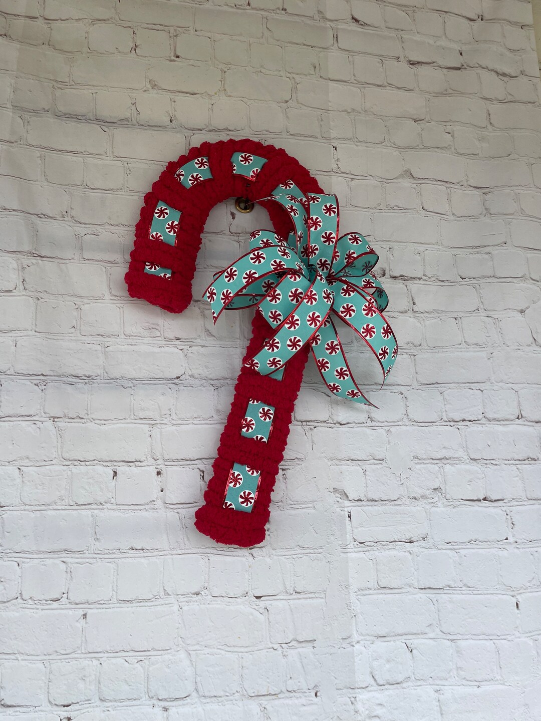 Chunky Yarn Candy Cane Door Hanger, Christmas Decor, Holiday Decor - Etsy