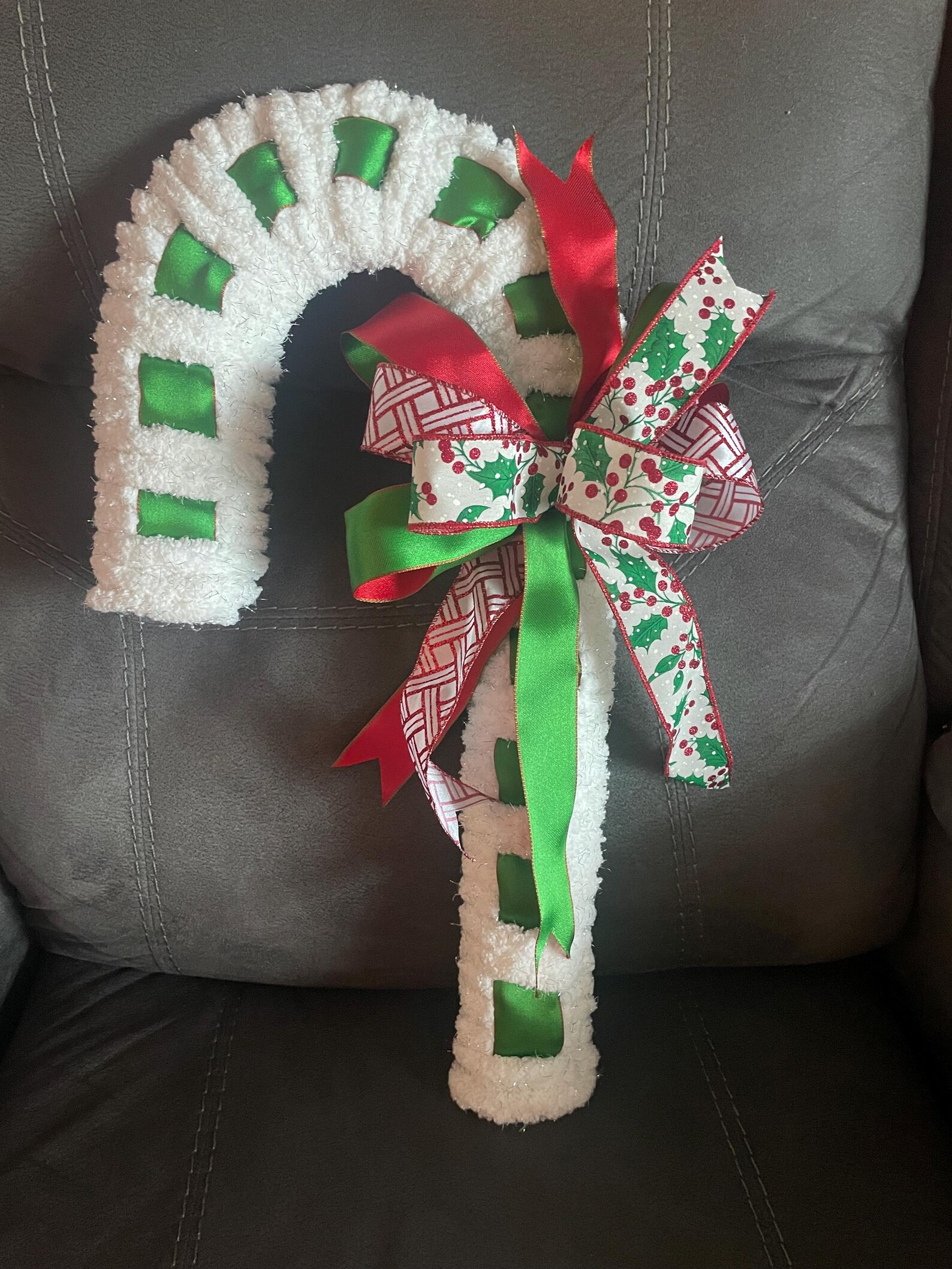 Candy Cane Door Decor, Home Decor, Chunky Yarn Candy Cane, Christmas ...
