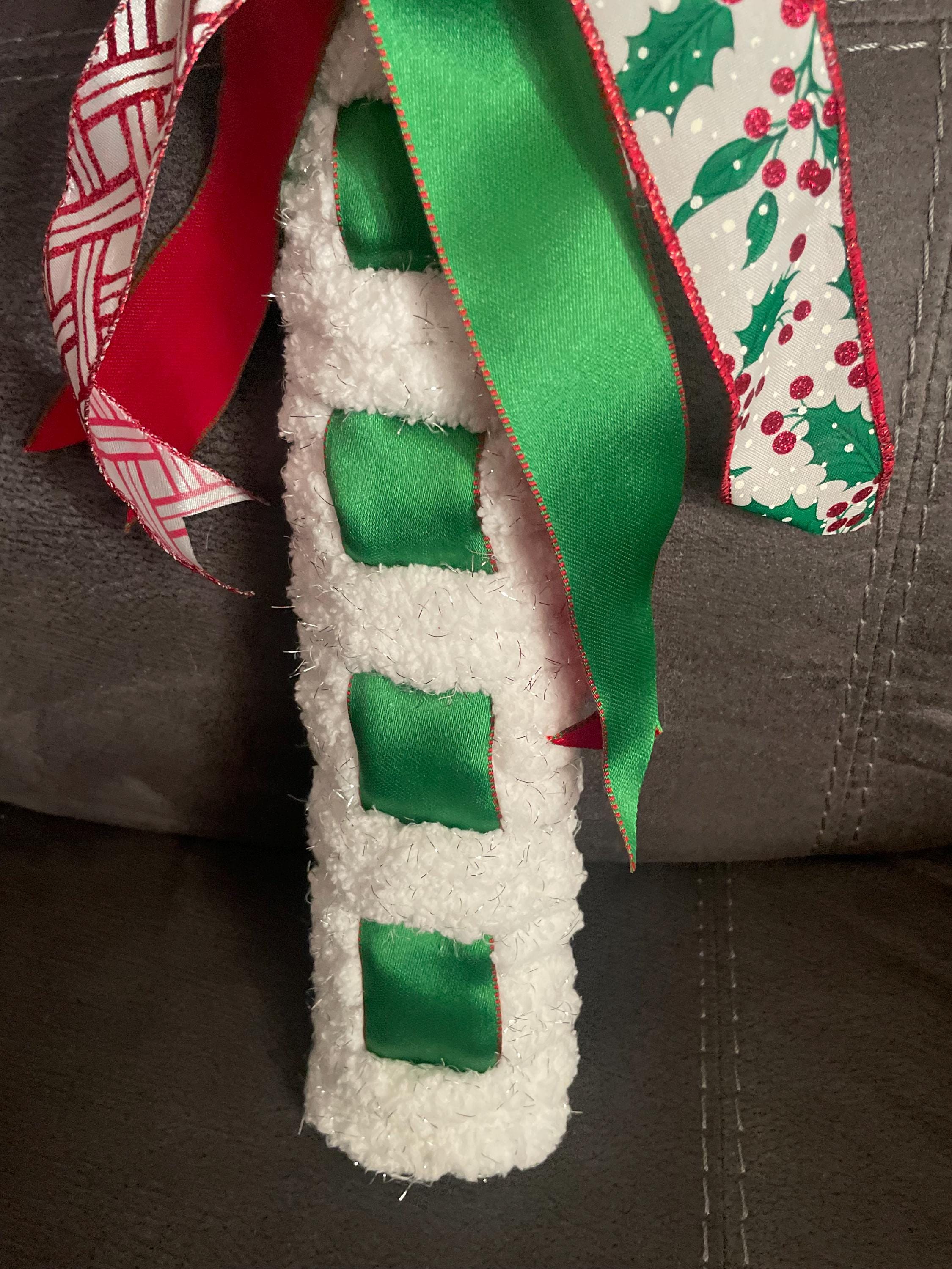 Candy Cane Door Decor, Home Decor, Chunky Yarn Candy Cane, Christmas ...