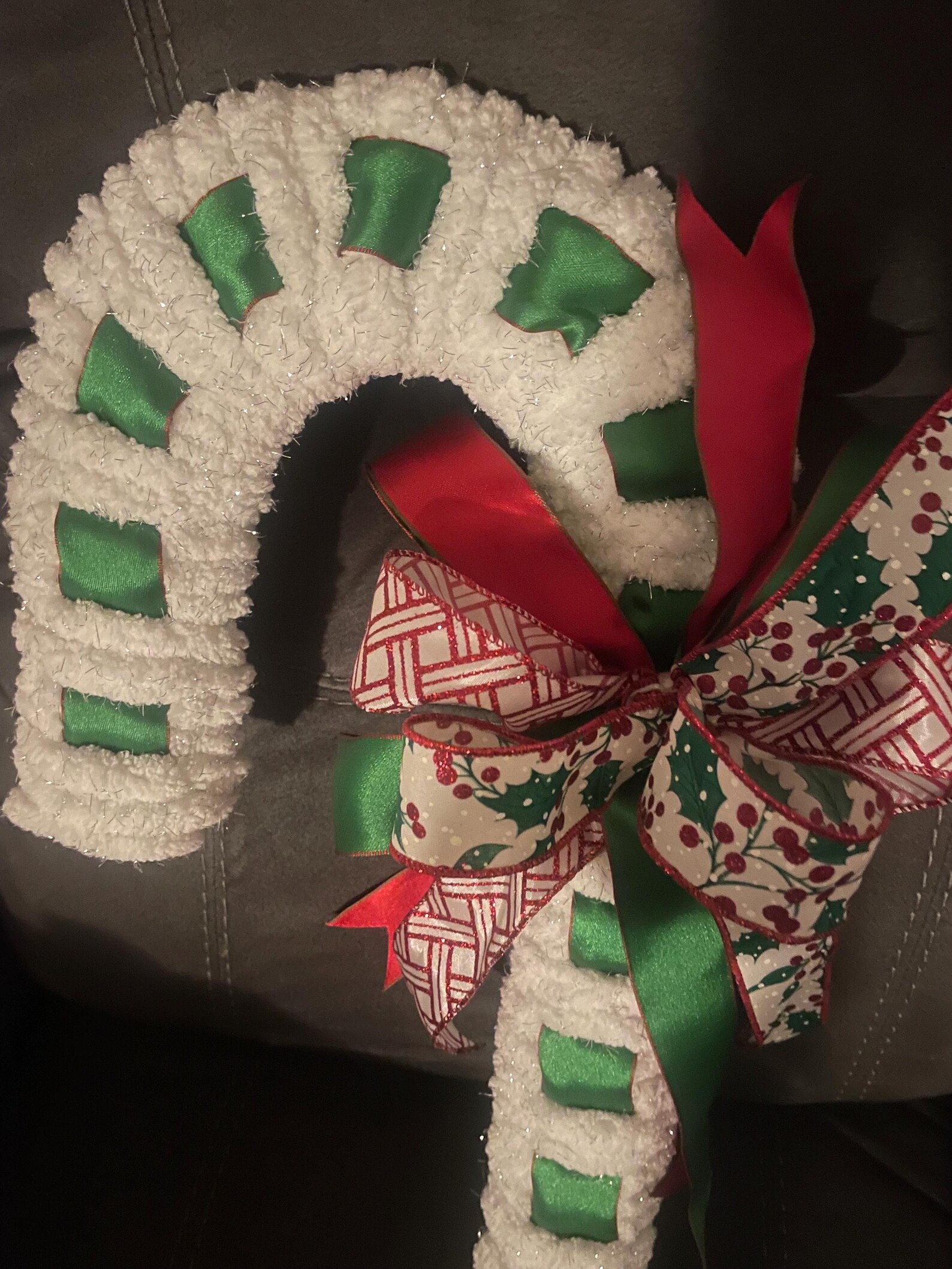 Candy Cane Door Decor, Home Decor, Chunky Yarn Candy Cane, Christmas ...