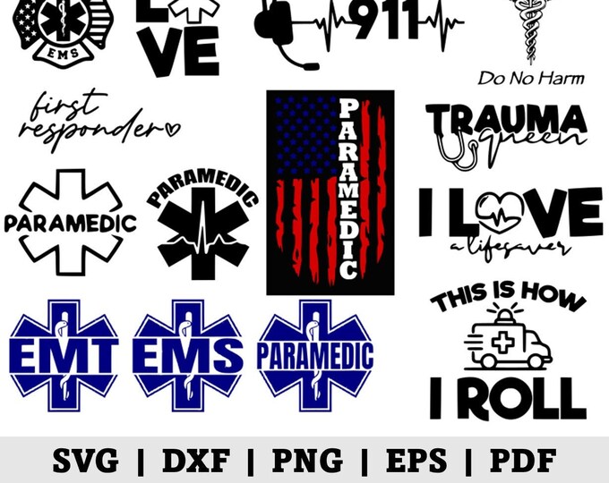 EMS SVG Bundle 911 Svg Paramedic Svg EMT Svg Ambulance Svg First ...