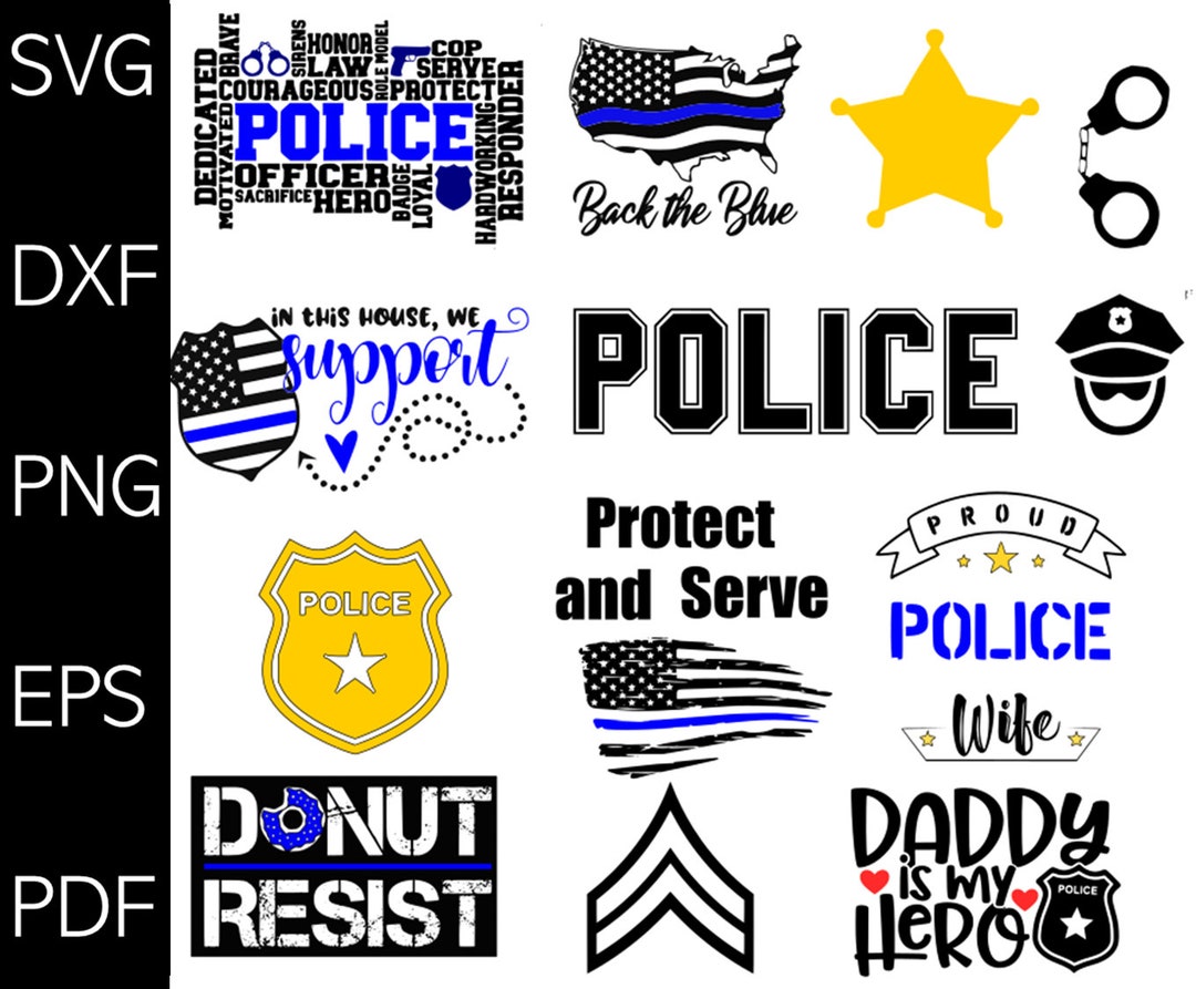 Police SVG Bundle 911 Svg Cop Svg Thin Blue Line Svg Back the Blue Svg ...