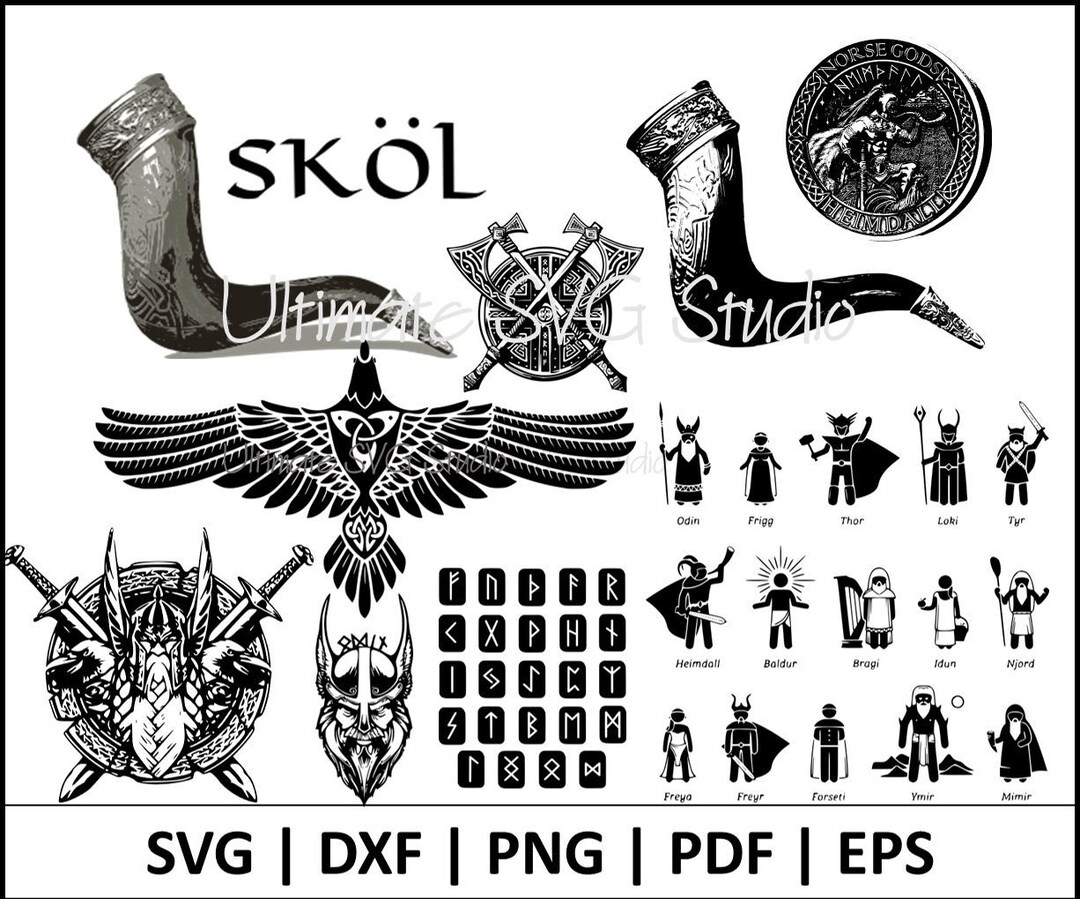Viking SVG Bundle Pack 20 Viking Designs Raven Svg Thor Svg Odin Svg ...