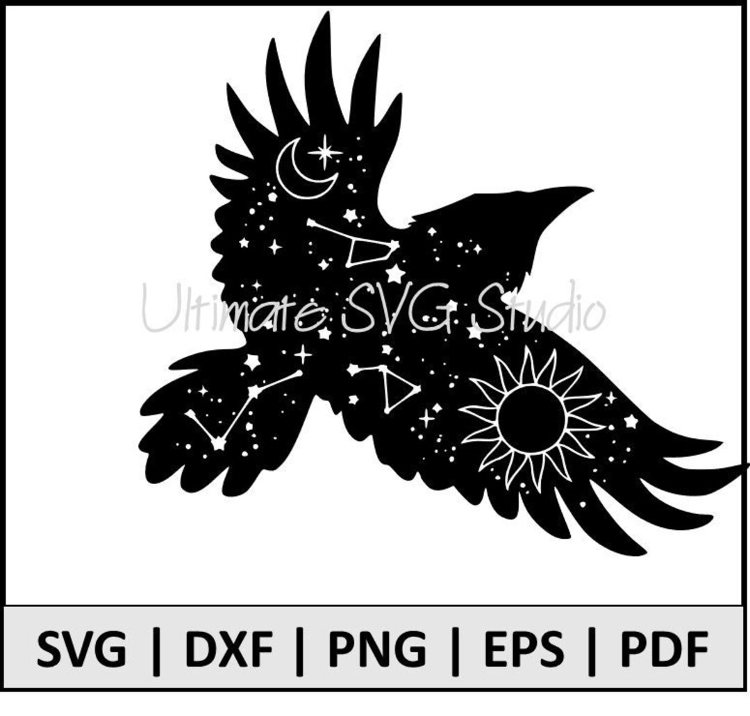 Raven SVG Celestial Raven Svg Viking Svg Odin Svg Norse Svg SVG Eps DXF ...