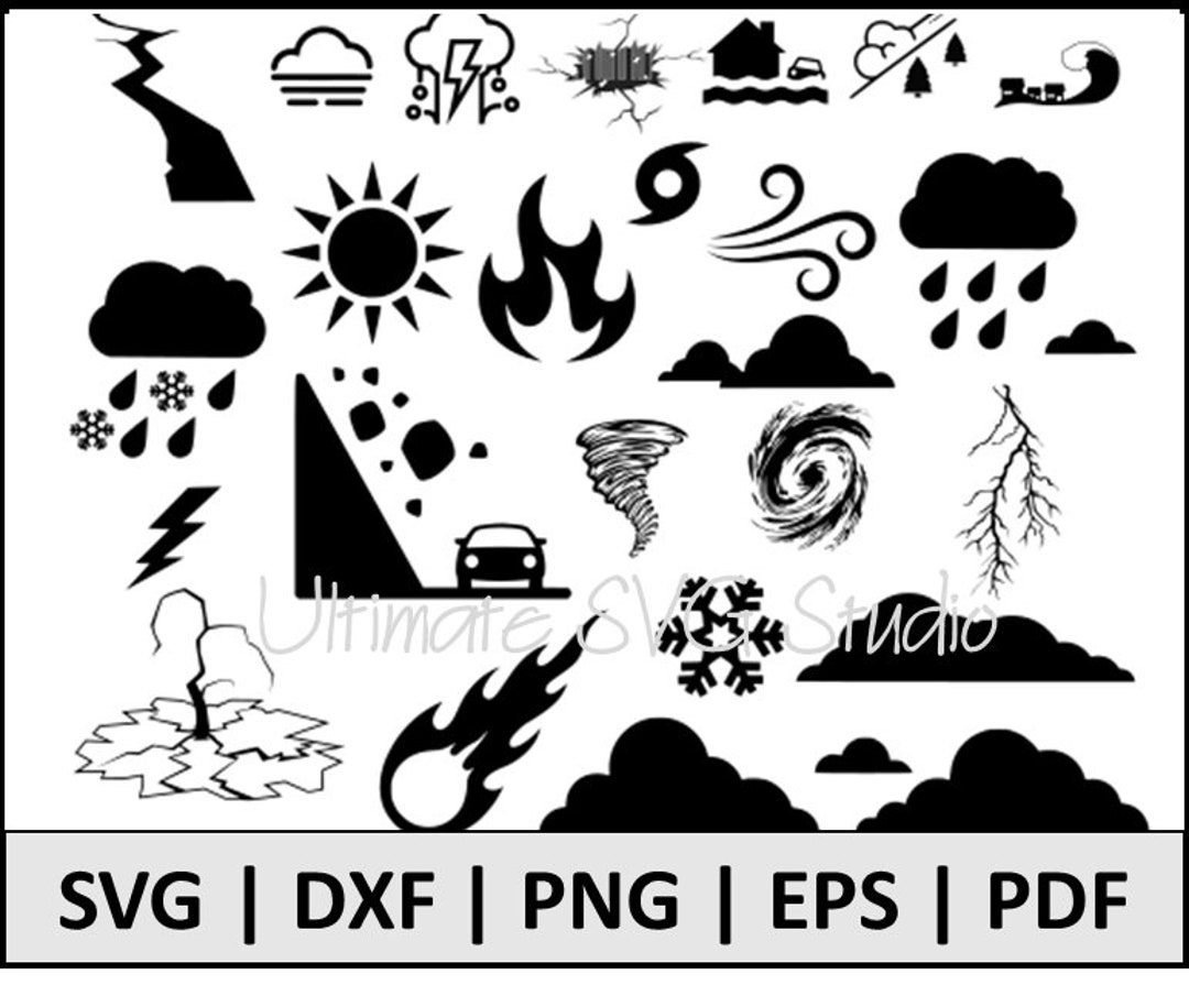 Weather Svg Bundle Desastres Naturales Svg Huracán Relámpago Tornado ...