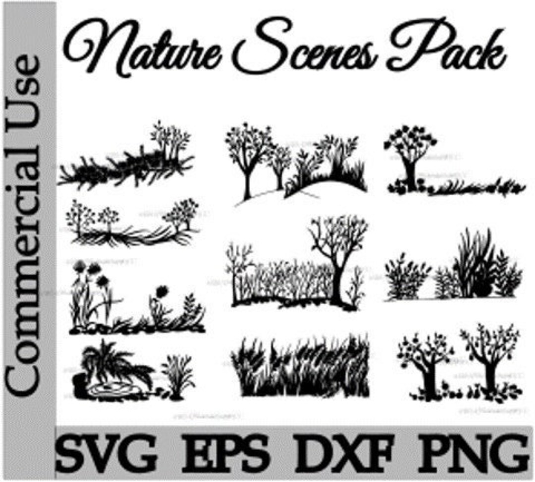 Nature Scenes SVG bundle Wildflowers svg Nature svg Digital Svg Eps Dxf ...