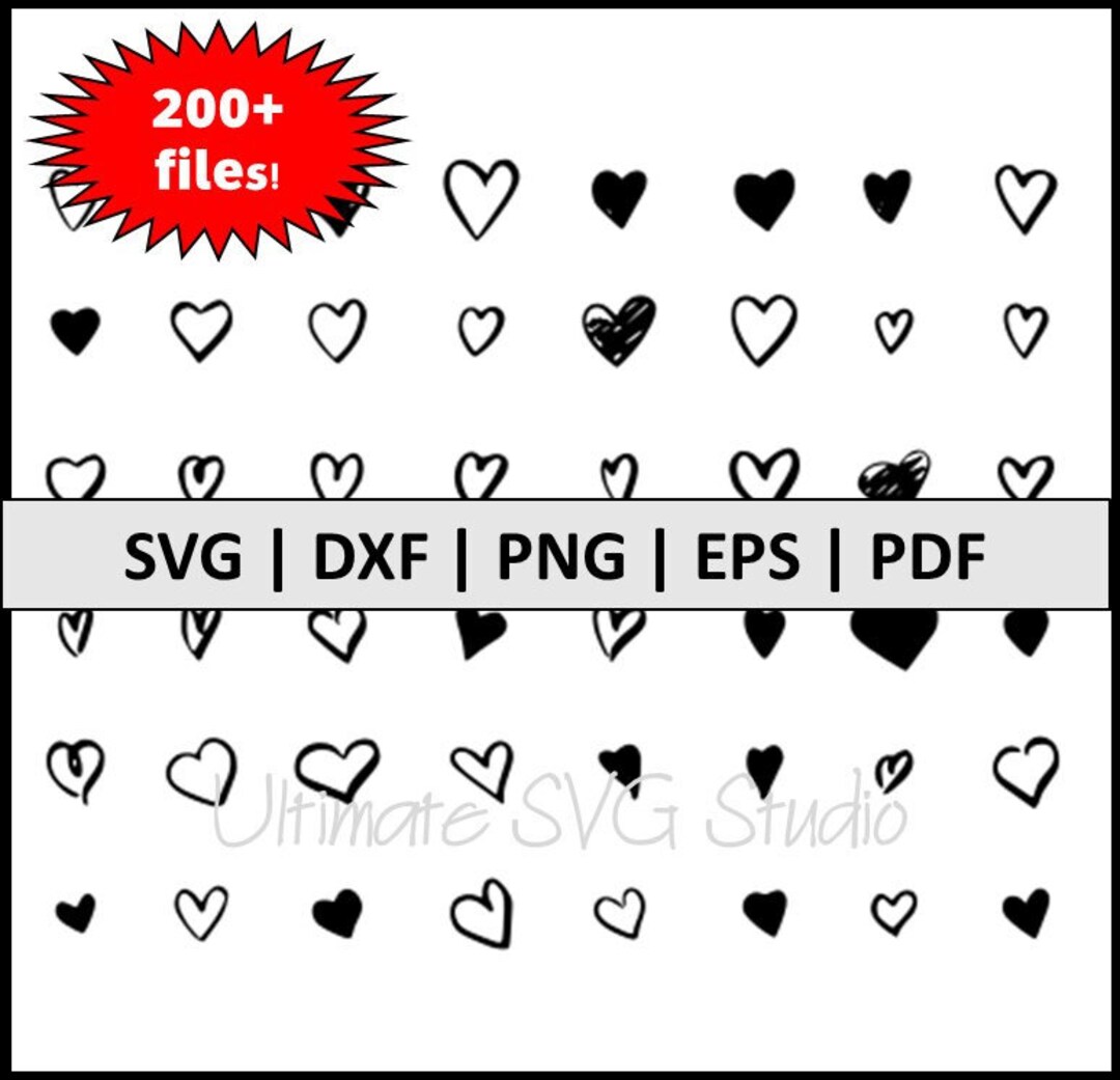 Cute Heart SVG Bundle Pack Hand Drawn Hearts Svg Bulk Svg SVG Eps DXF ...