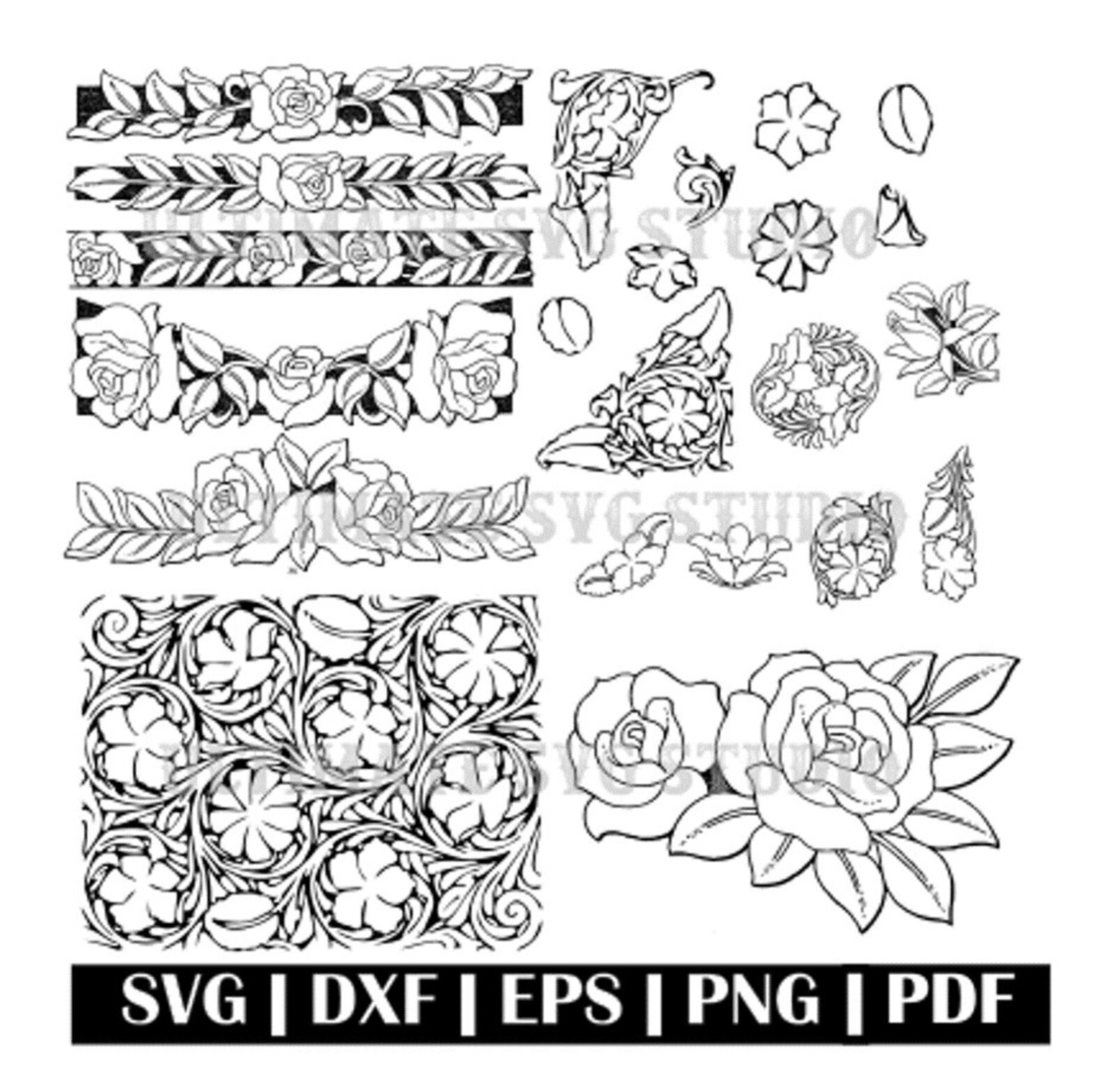 Sheridan Style Forms for Tooling Leather Tooling Patterns - Etsy
