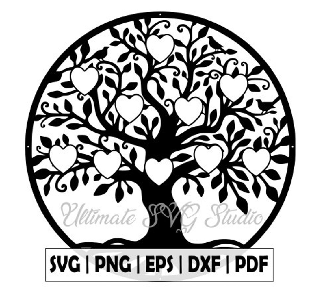 Family Tree SVG Heart Tree Svg Tree of Life Svg Digital Svg Eps Dxf Png ...