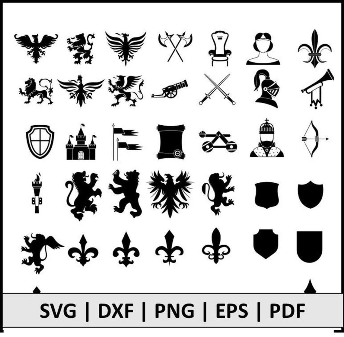 Medieval Svg Bundle Family Crest Svg Knight Svg Fleur De - Etsy