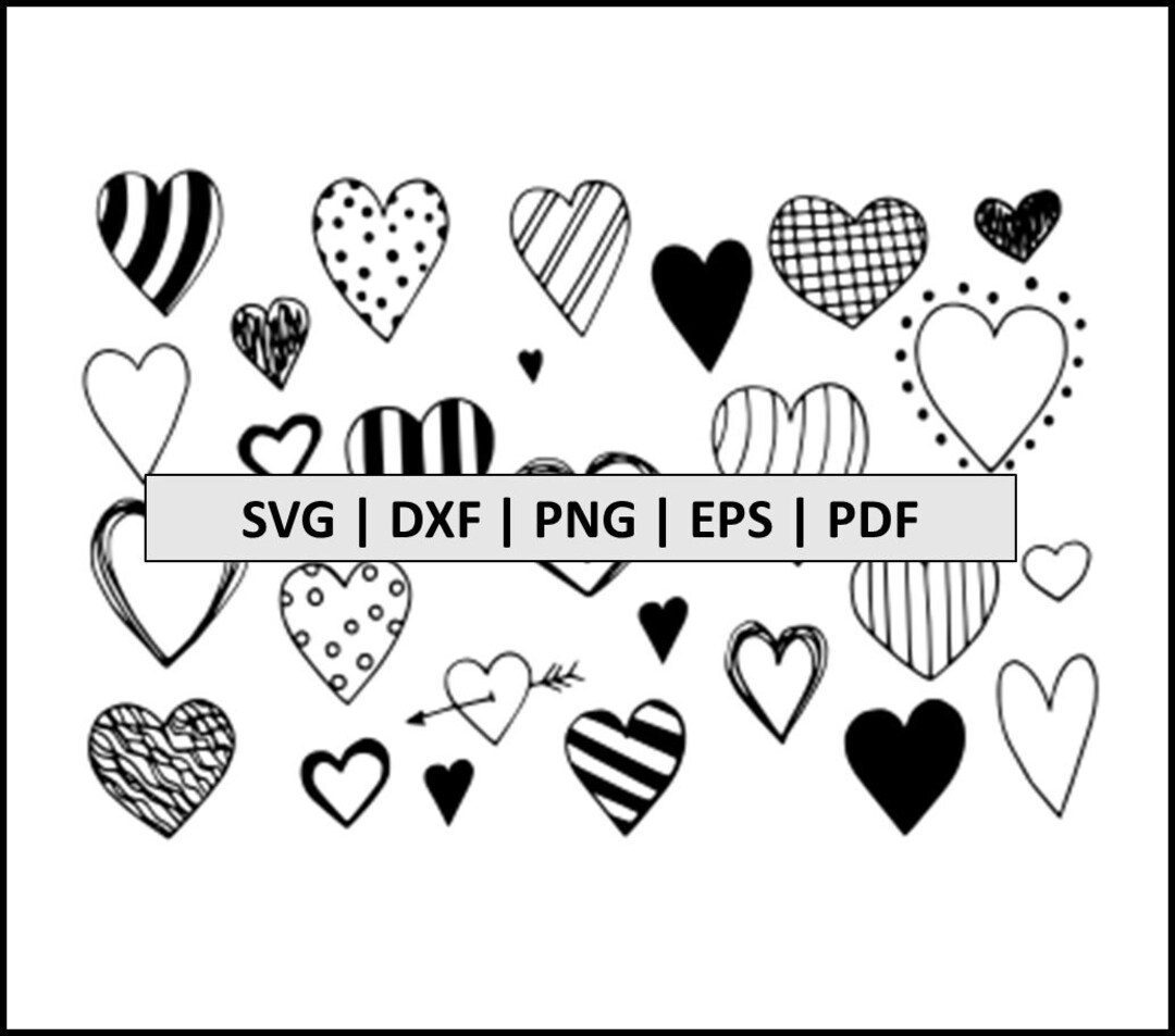 Cute Heart SVG Bundle Pack Hand Drawn Hearts Svg Bulk Svg SVG Eps DXF ...