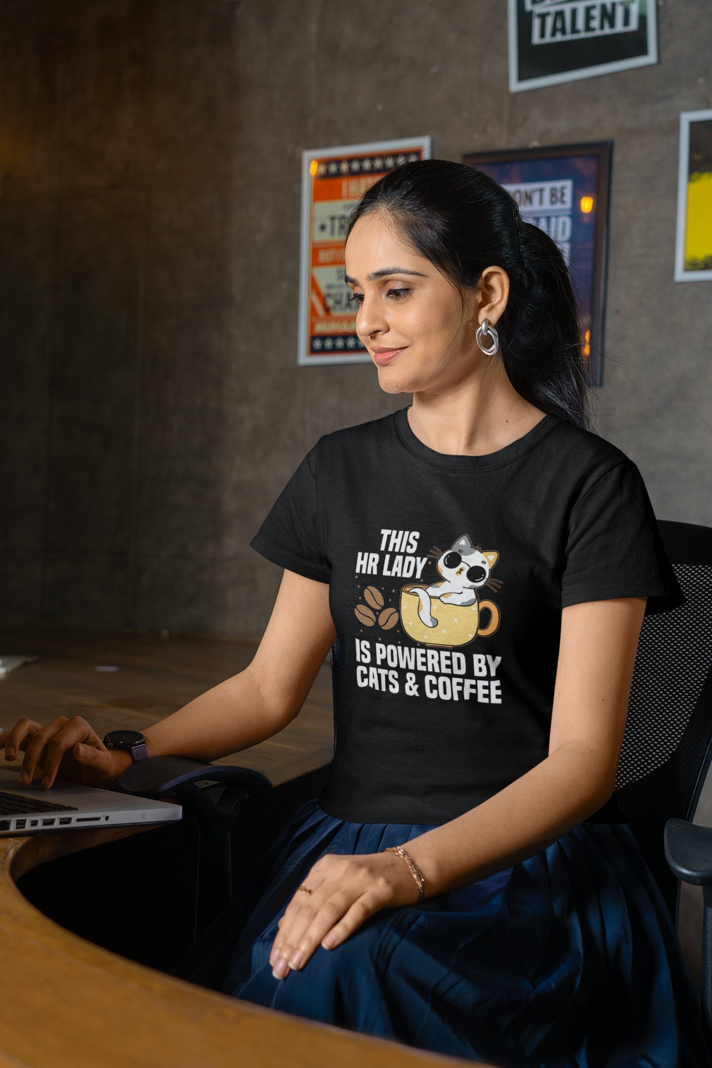 This HR Lady is Powered by Cats and Coffee Shirt, Funny Human Resources ...