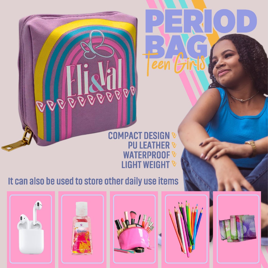 First Period Kit for Girls 10-14 Celebration Starter Kit for School ...