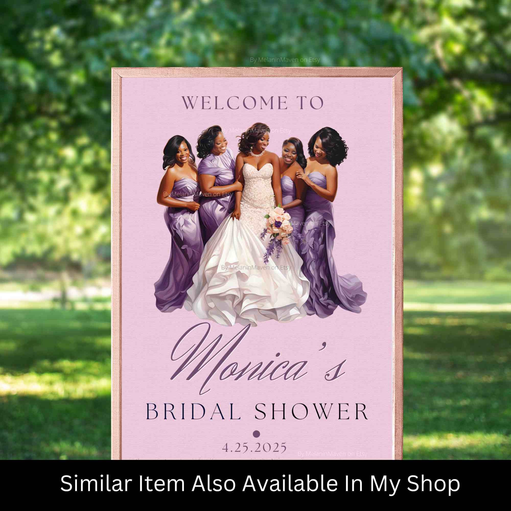 Bridal Shower Welcome Sign Template for Brown Skin Bride, Red Rose ...